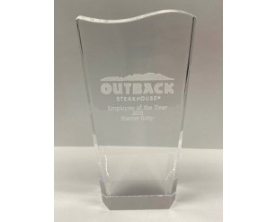 Crystal Trophy Award With Wave Top